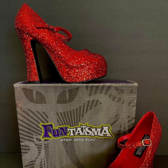 Funtasma | Shoes | Funtasma Pleaser Dolly Red Glitter Mary Jane Platforms | Poshmark